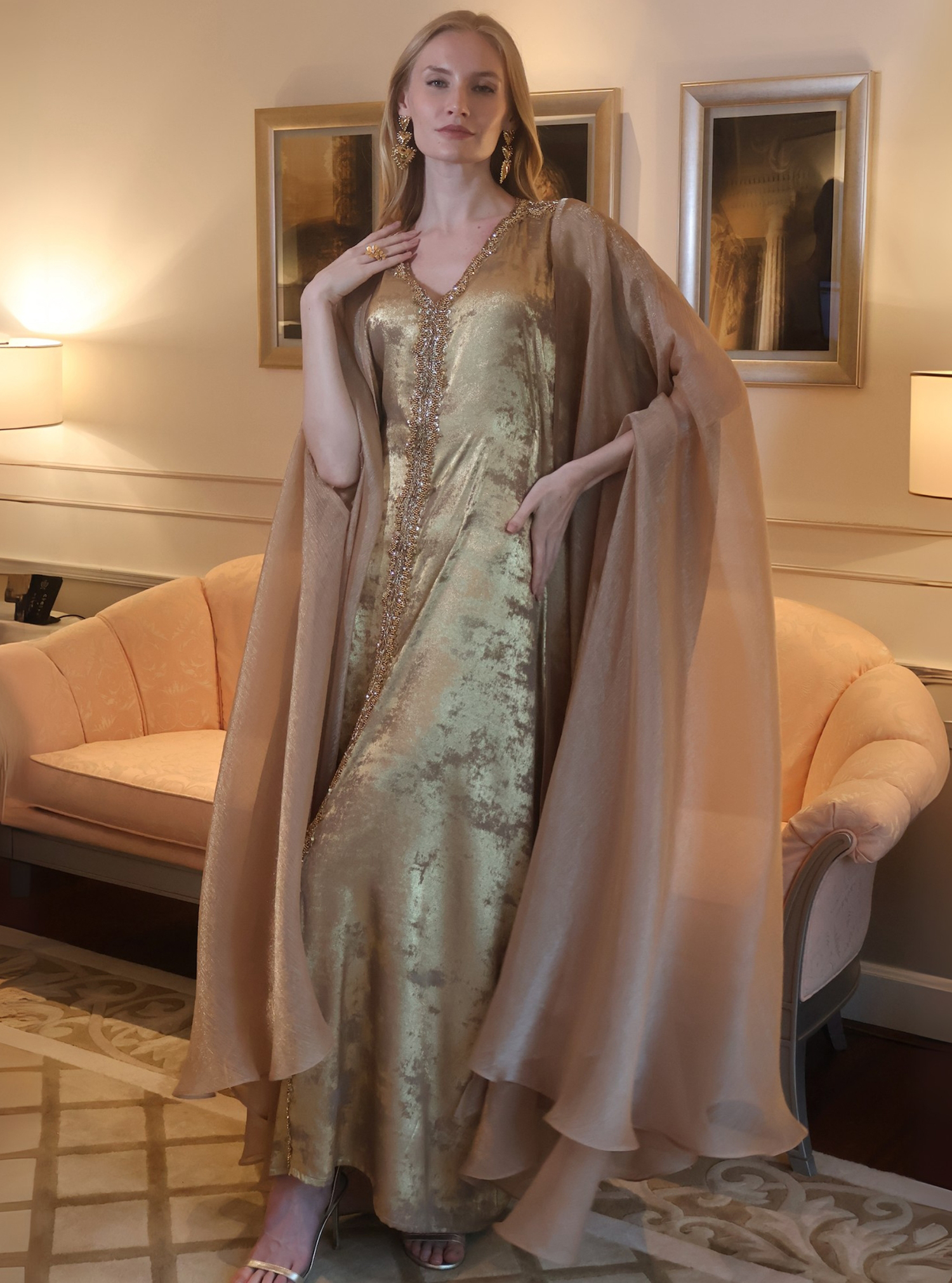 MIRA GOLD A radiant expression of luxury, the Mira Gold Kaftan is ...