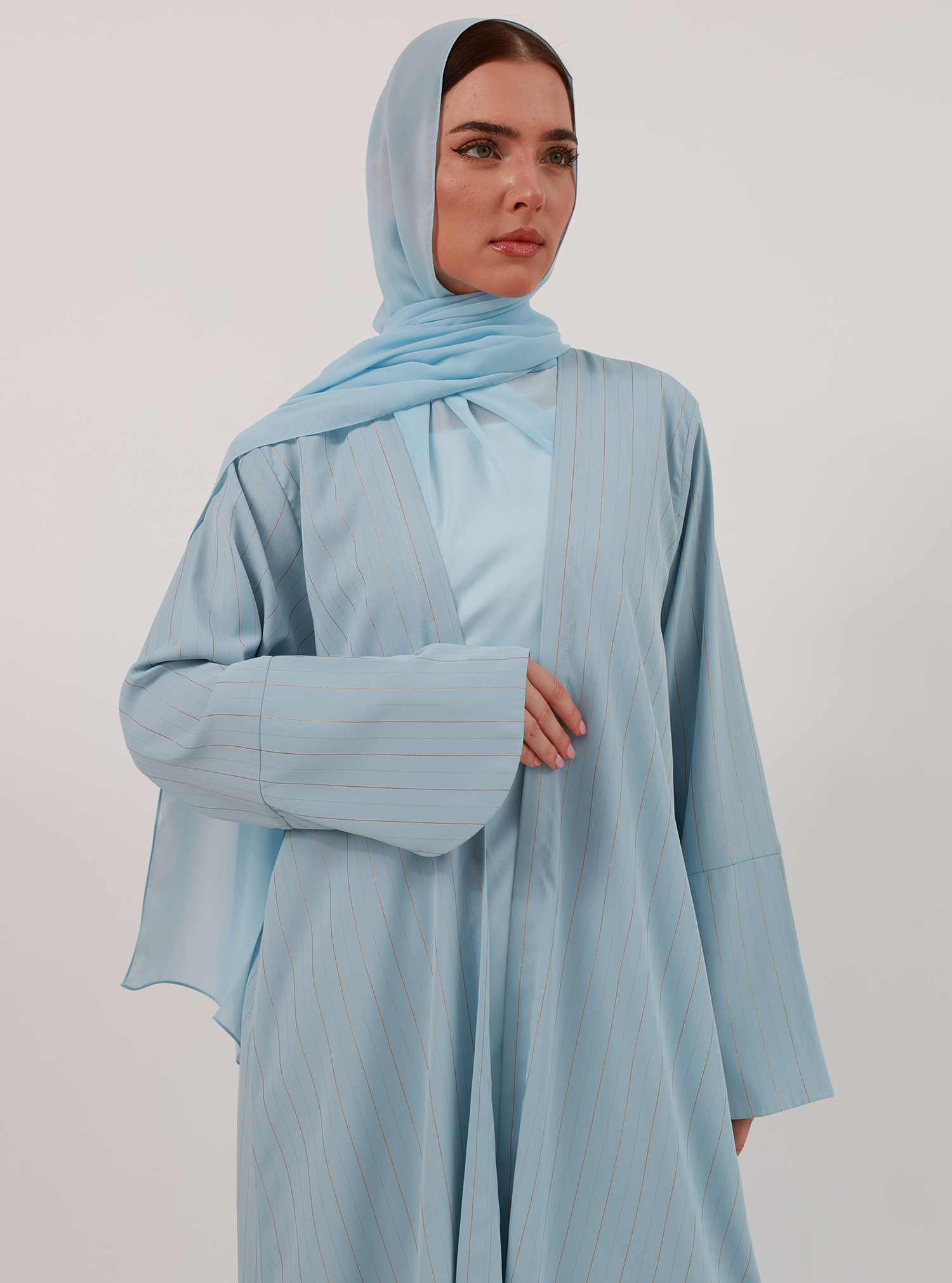 AZURE GRACE Sky blue chiffon abaya Abayas from Telal Femina at Boksha