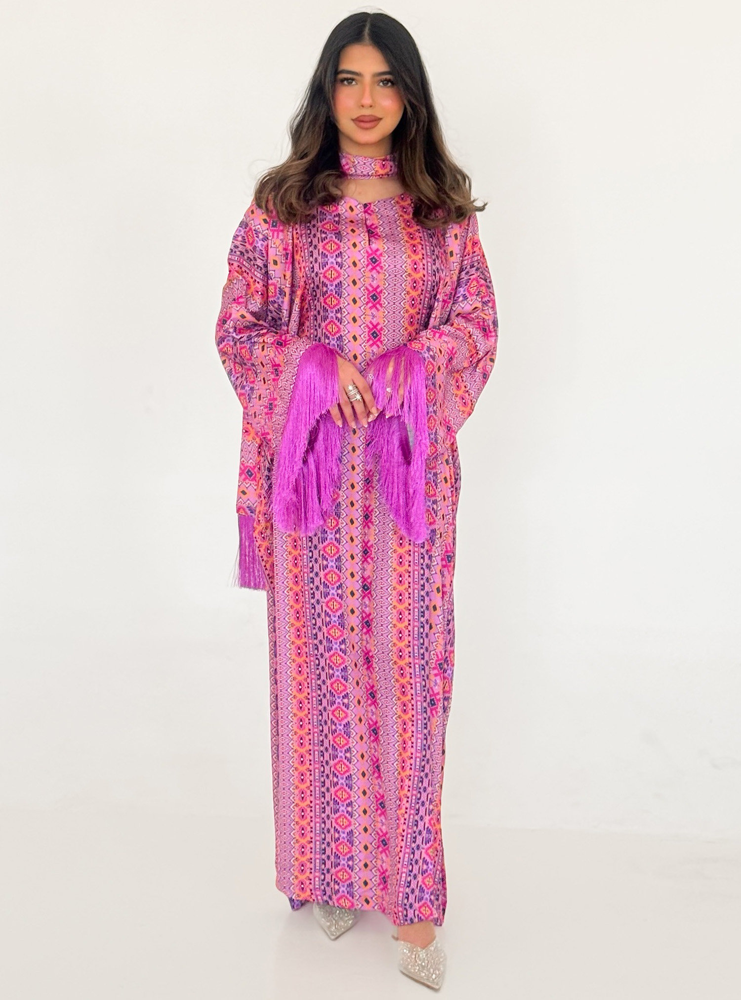 JD003 Silk Kaftan with hidden belt and extra Scarf Kaftans from Telas Line at Boksha