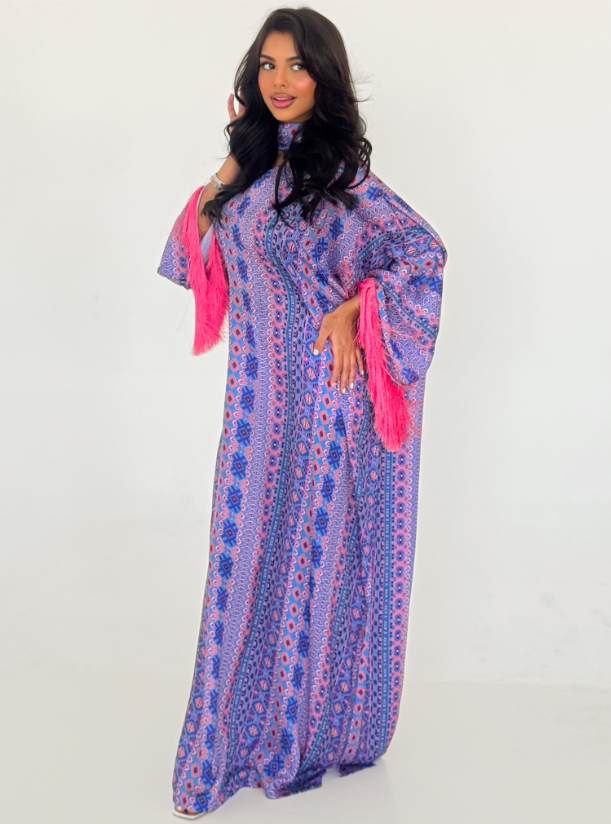 JD004 Silk Kaftan with hidden belt and extra Scarf Kaftans from Telas Line at Boksha