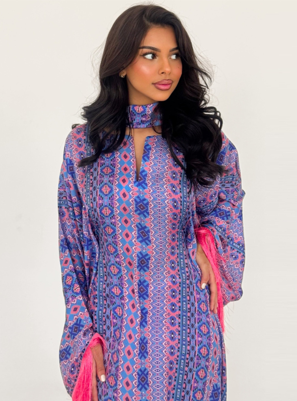 JD004 Silk Kaftan with hidden belt and extra Scarf Kaftans from Telas Line at Boksha