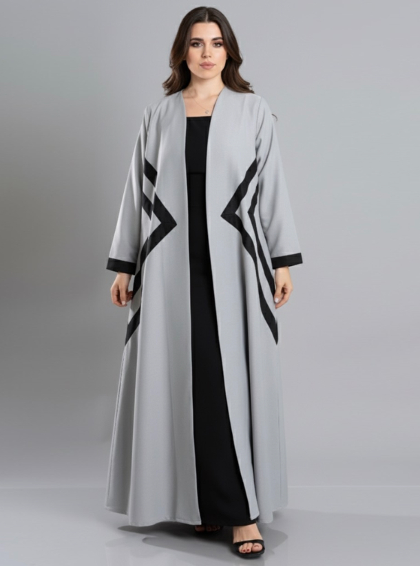 LNS'G Elegant colored abaya in luxurious fabric with matching headscarf, perfect for cold ...