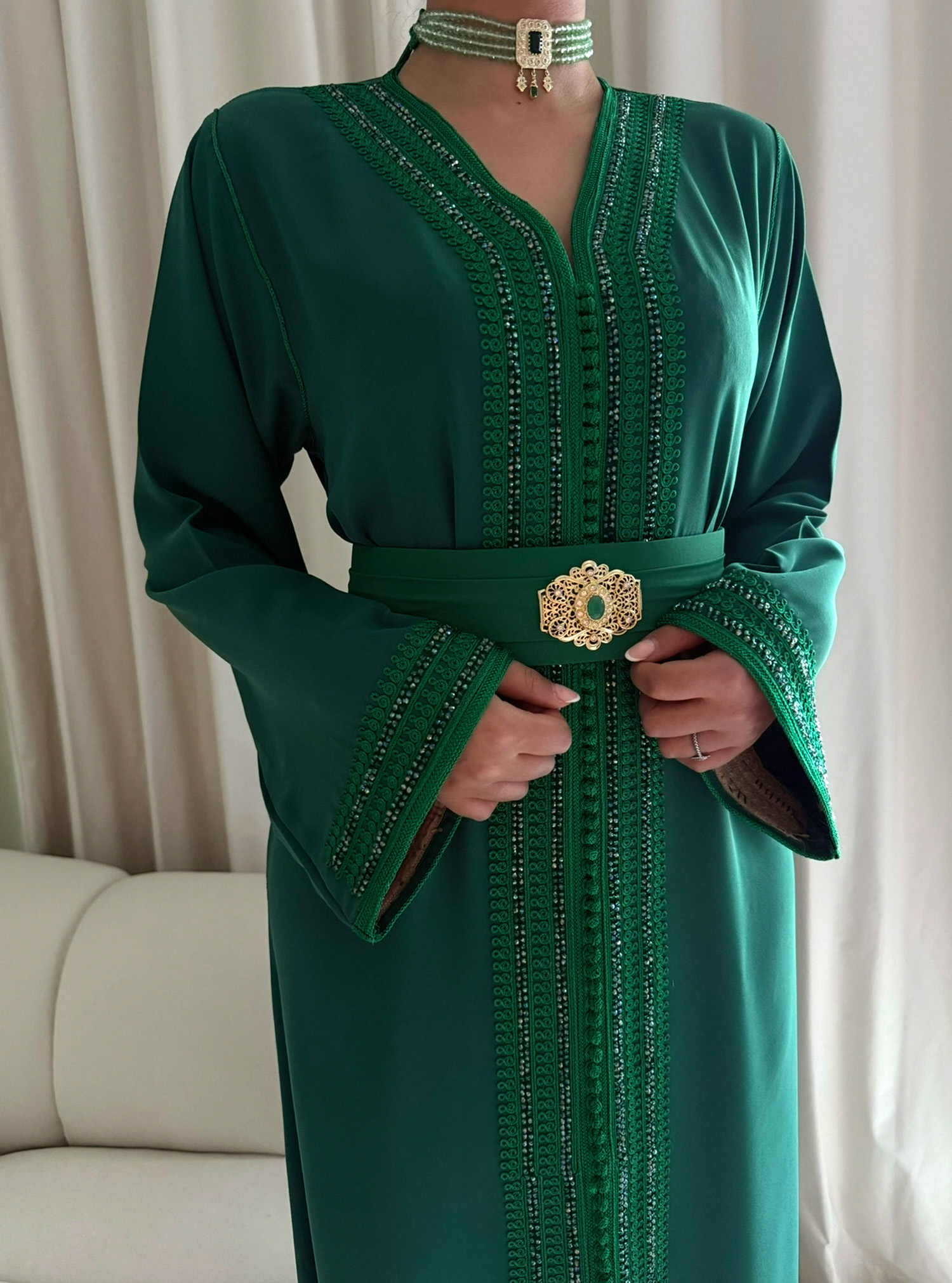 FES COLLECTION0 Hand made embroidered with stone moroccan caftan ...