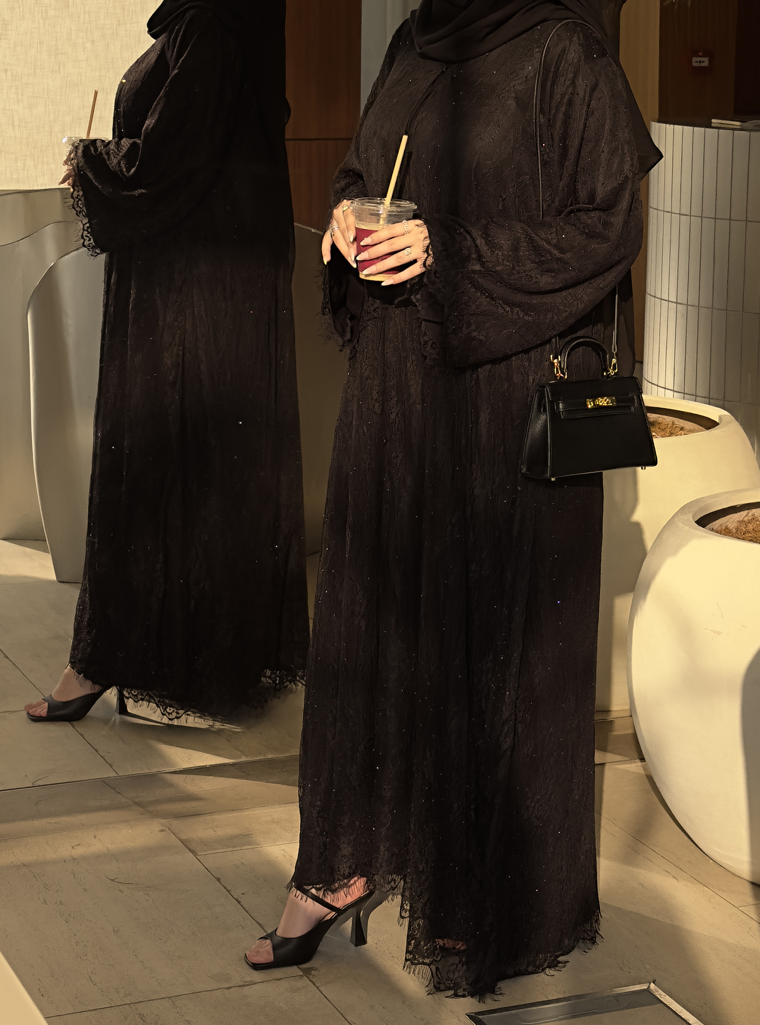 HAIBAH LACE French lace with rhine stone lined with nida abaya with ...