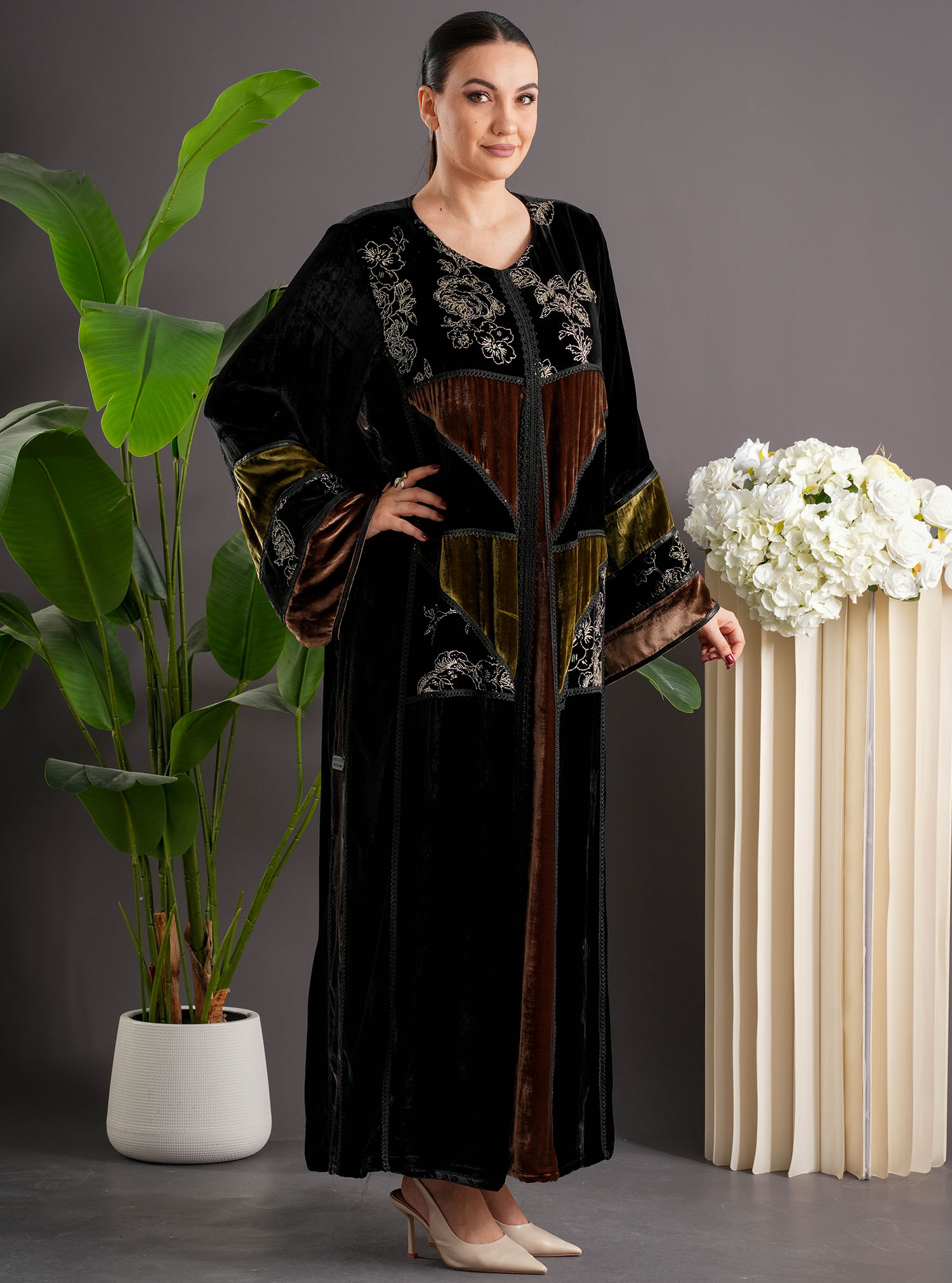 Silk Velvet Elegant Velvet Jalabiya Kaftans from Nani fashion at Boksha