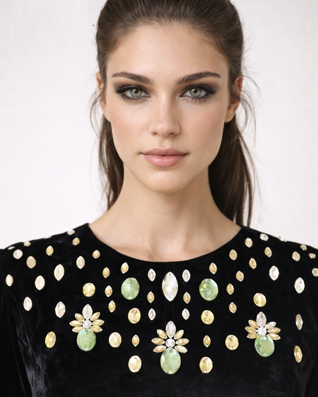 Velvet Crown Long dress black velvet with crystals Dresses from Luxora ...