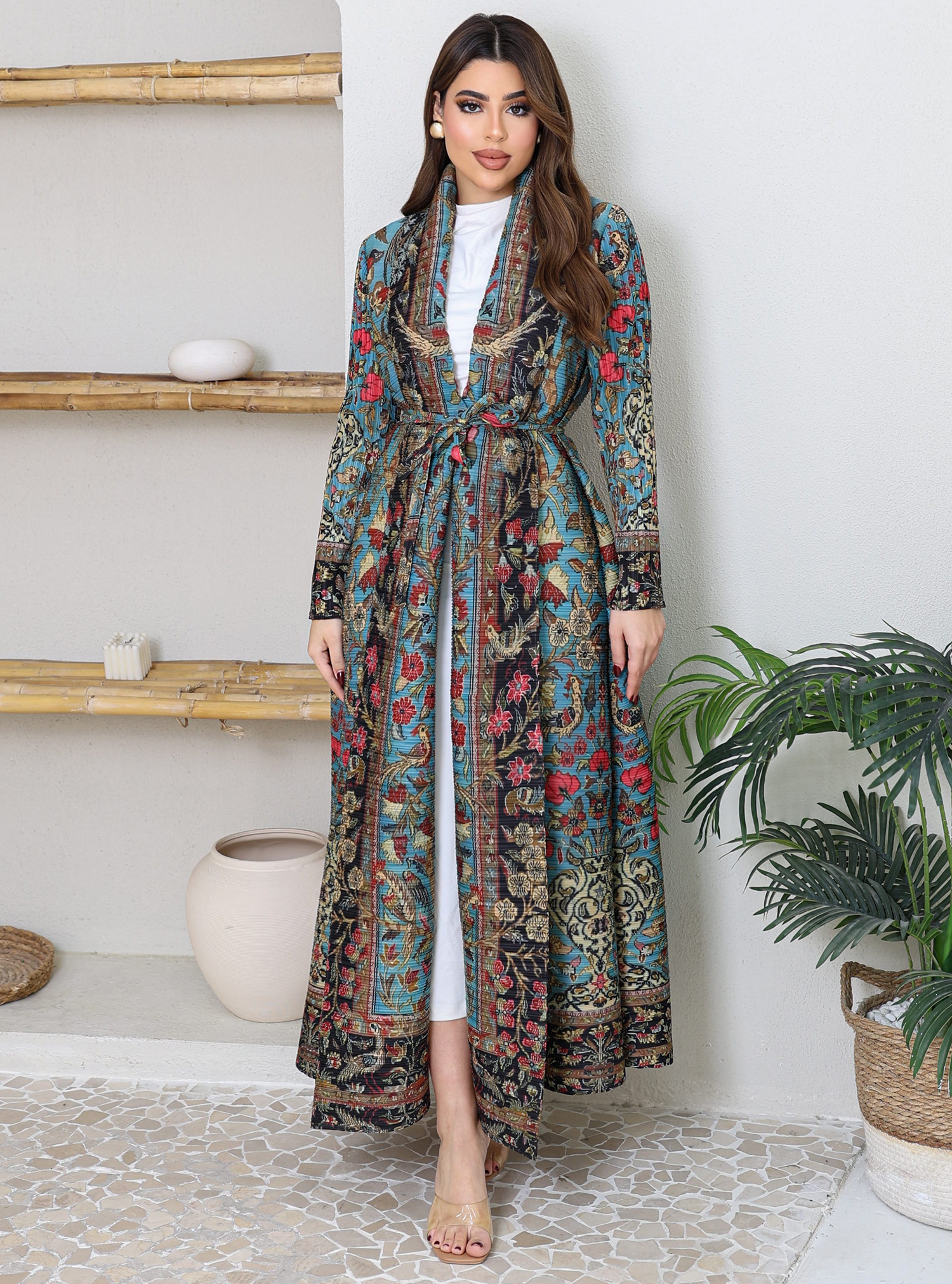 Ramadan/Eid 4 A-line flared winter abaya in pleated & printed fabric ...