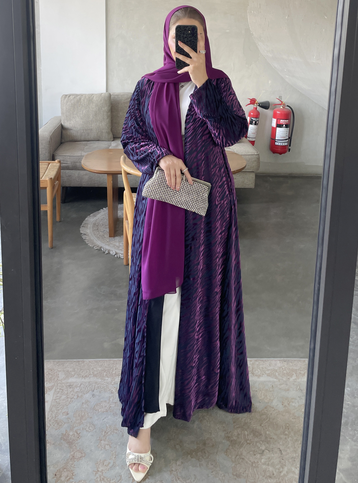 Purple velvet Velvet abaya in a distinctive color with matching headscarf Abayas from Jood ...