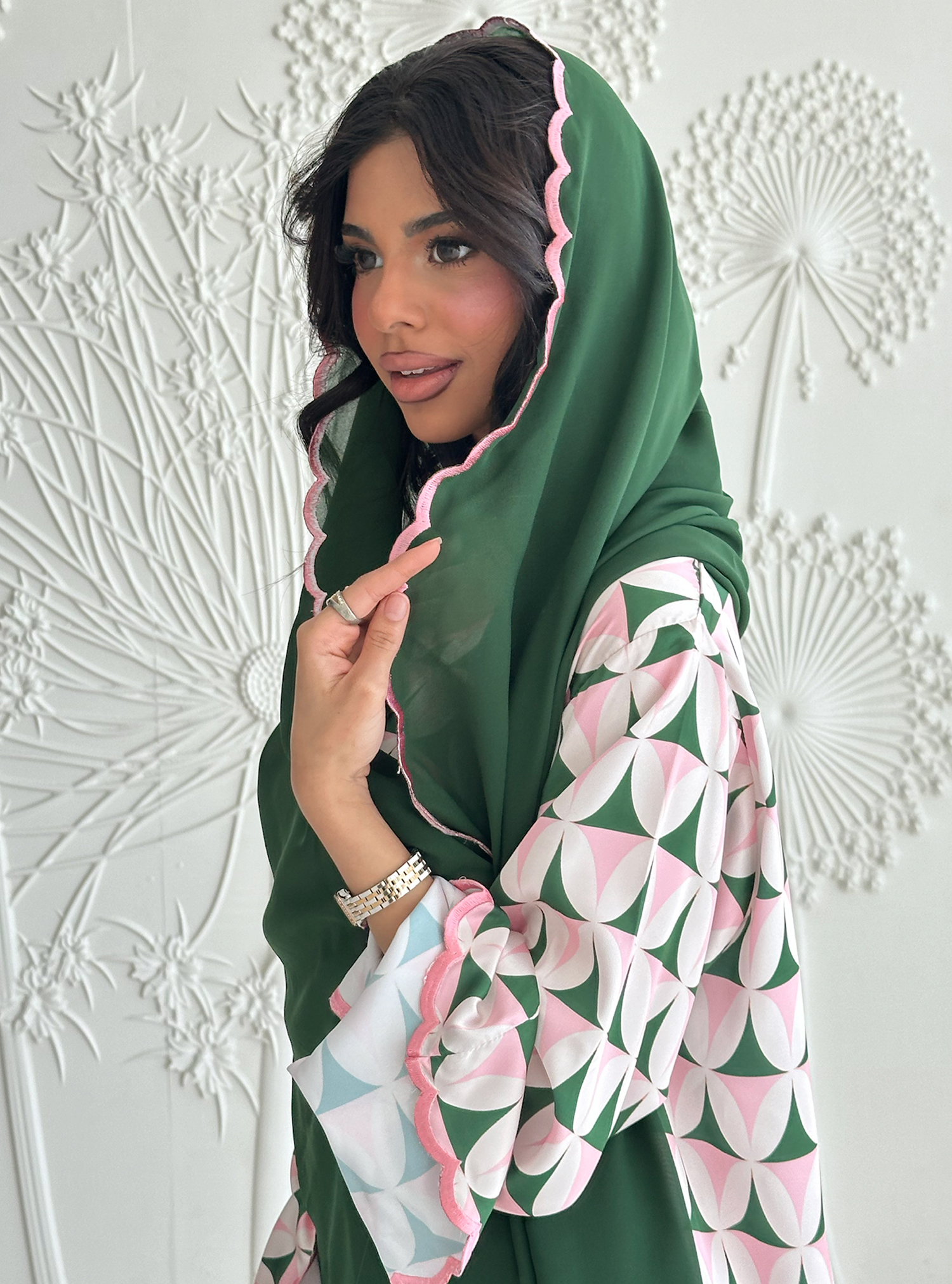 Daily kaftan Colorful print embroidery kaftan with matching headscarf ...