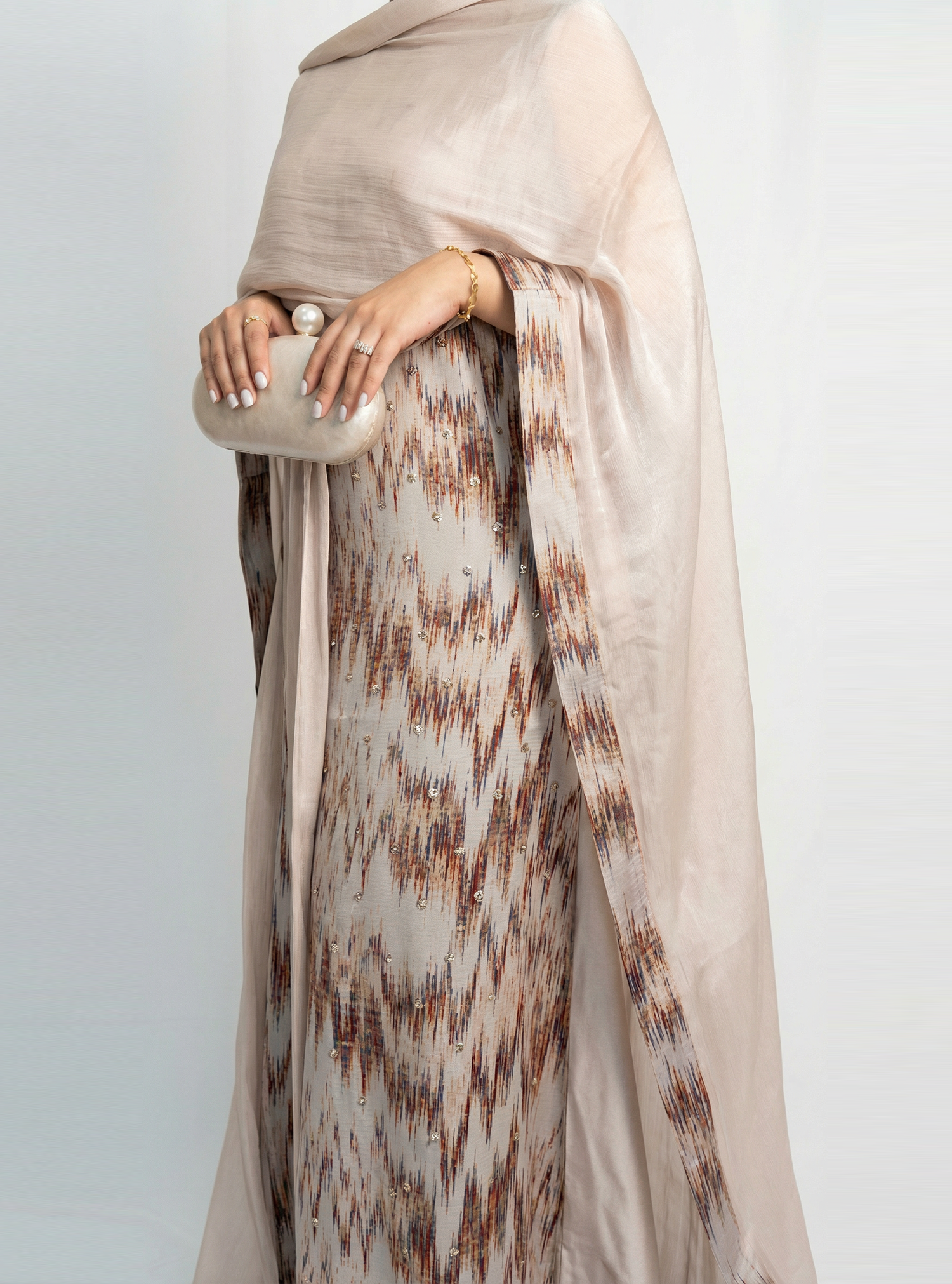 Shah21 Embroidrd A Line Jacquard Kaftan with organza cape Kaftans from ...
