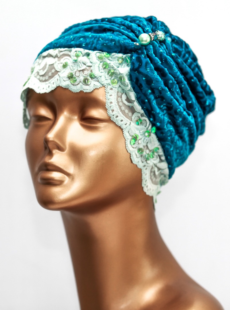 Peyton Turban This Elegantly Hand Made Turquoise Velvet Turban from the ...