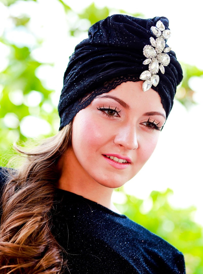 Jet Turban Glamorous 2 in 1 headwear from the Divine collection. Wear ...