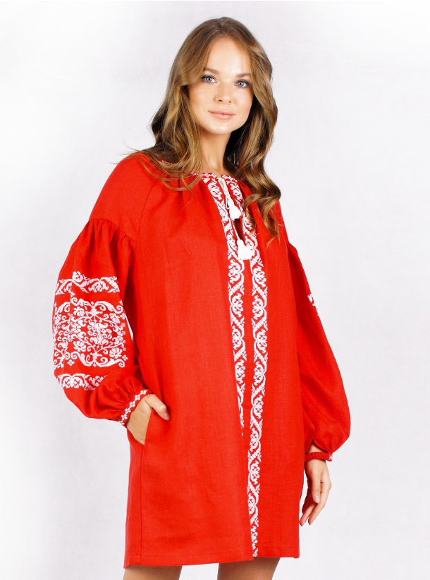 MALIA Tunic Top Red tunic featuring a hand embroidered pattern with ...