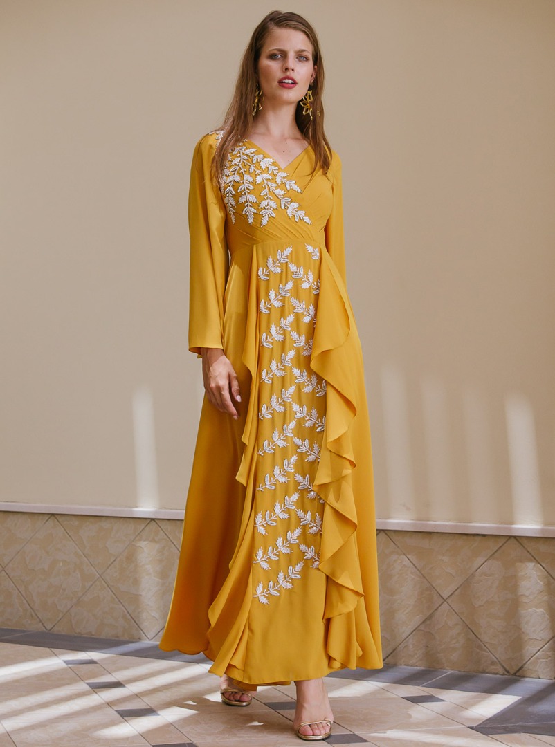 Frill Dress Sequins and beads frilly dress with empire waist ...