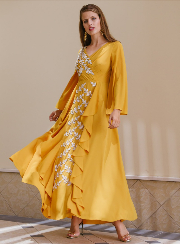 Frill Dress Sequins and beads frilly dress with empire waist ...