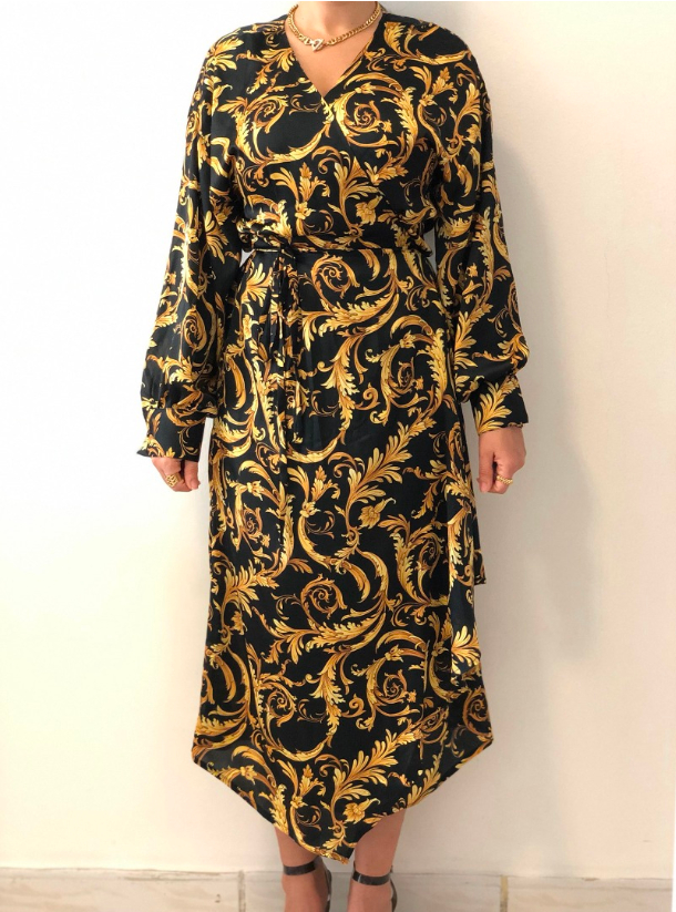 Nada dress Wrap around dress featuring a damask-inspired print. Defines ...