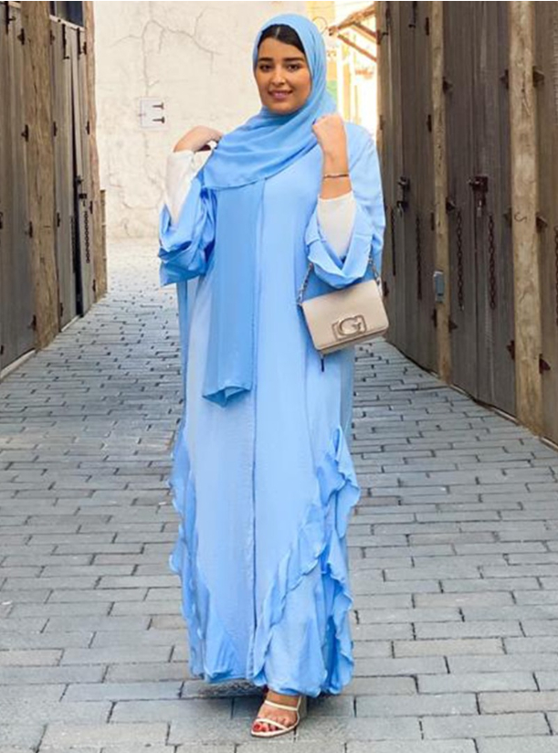 Blue Abaya Blue Abaya with frills at the bottom and sleeves Abayas from ...