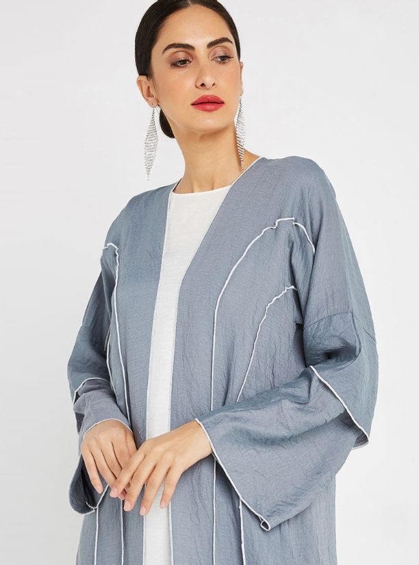 BOUSNI-3147A Stylish Plain Bisht Light Blue Abaya With Inner Abayas from Bousni at Boksha