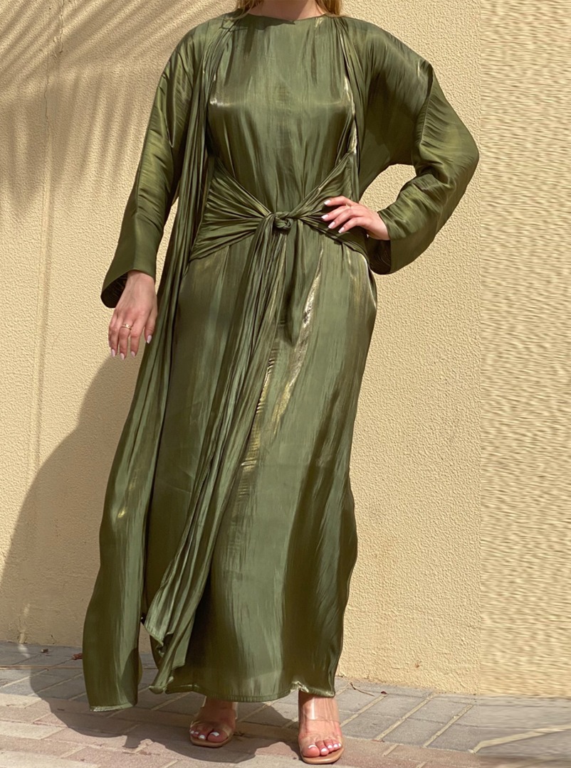 Green Abaya Set MOISTREET ROTANA SHIMMER GREEN ABAYA SET COMES WITH 3 PIECE Abayas from ...