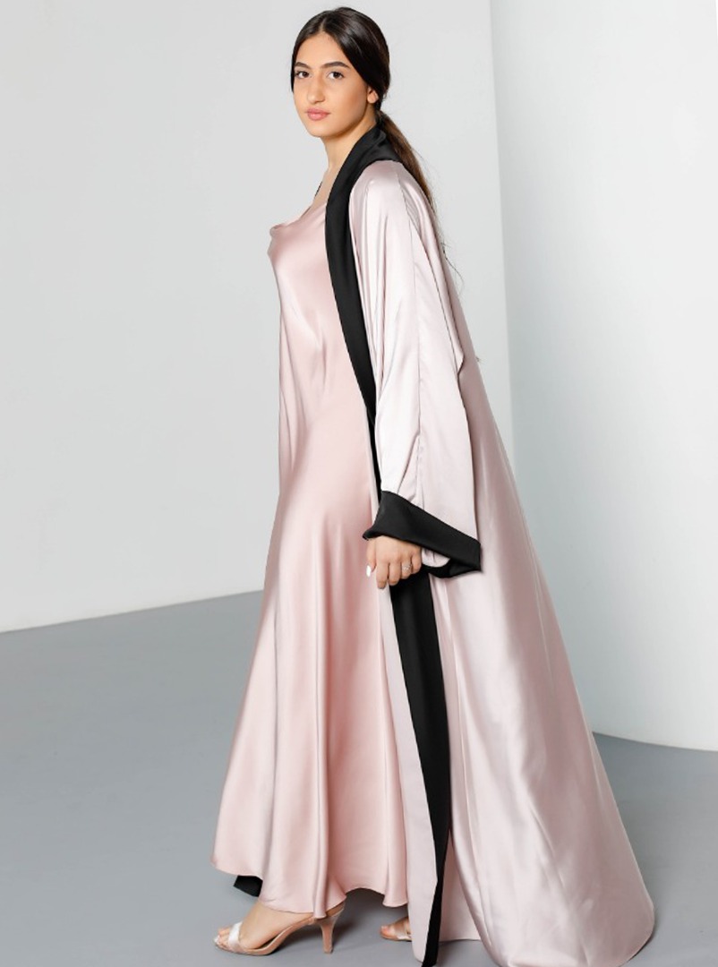 Pink Abaya Pink Abaya made out of pure silk Abayas from Silkylicious at Boksha
