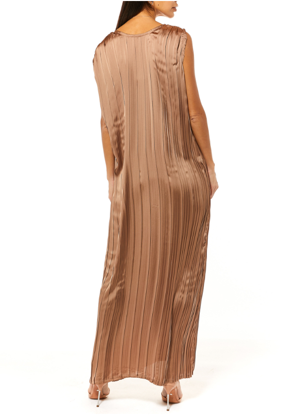 UNDER ABAYA Brown Pleated Armani Silk Under Dress Abayas from Moistreet ...