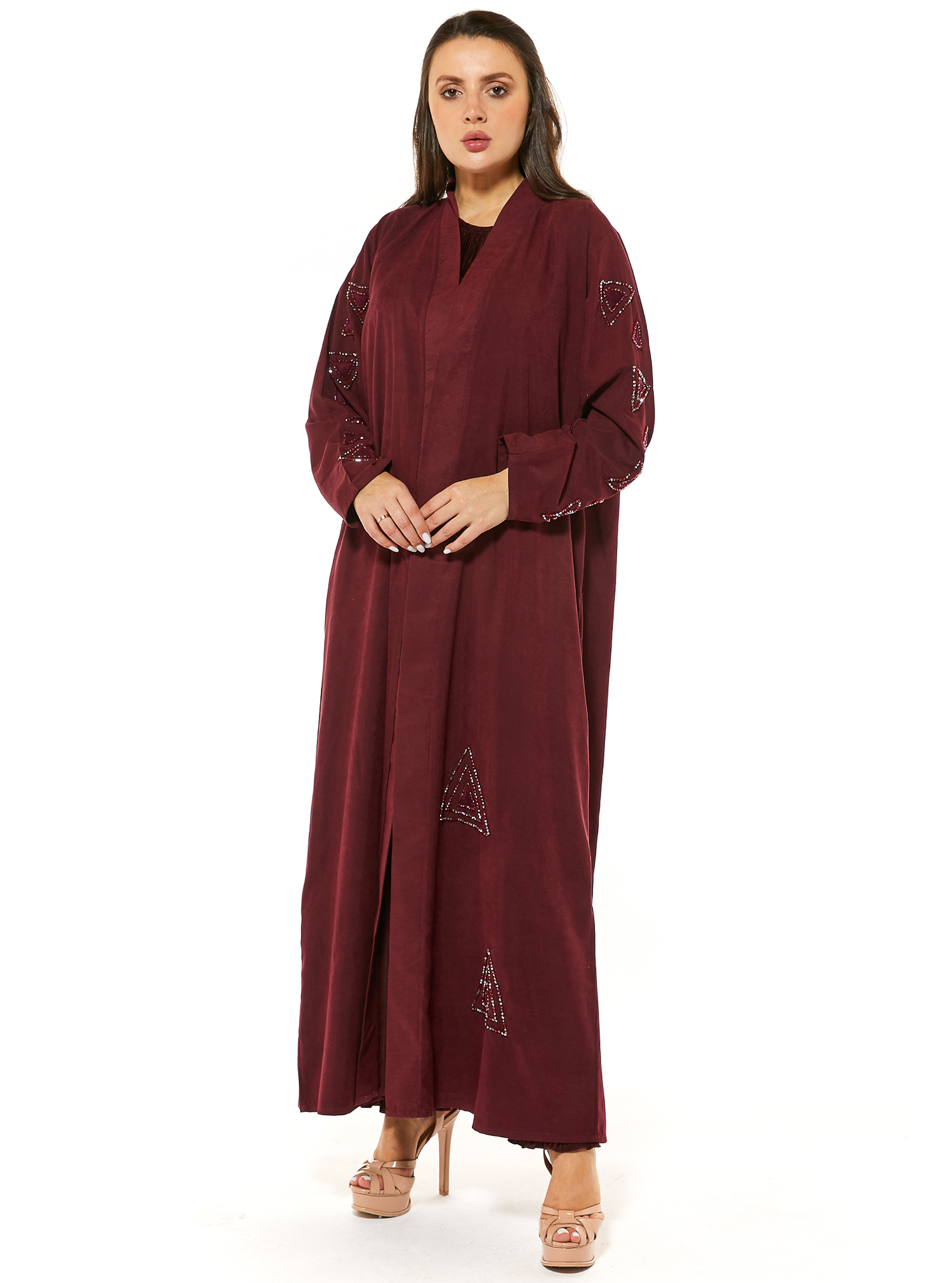 Maroon Abaya Maroon Abaya with Handwork Abayas from Moistreet at Boksha