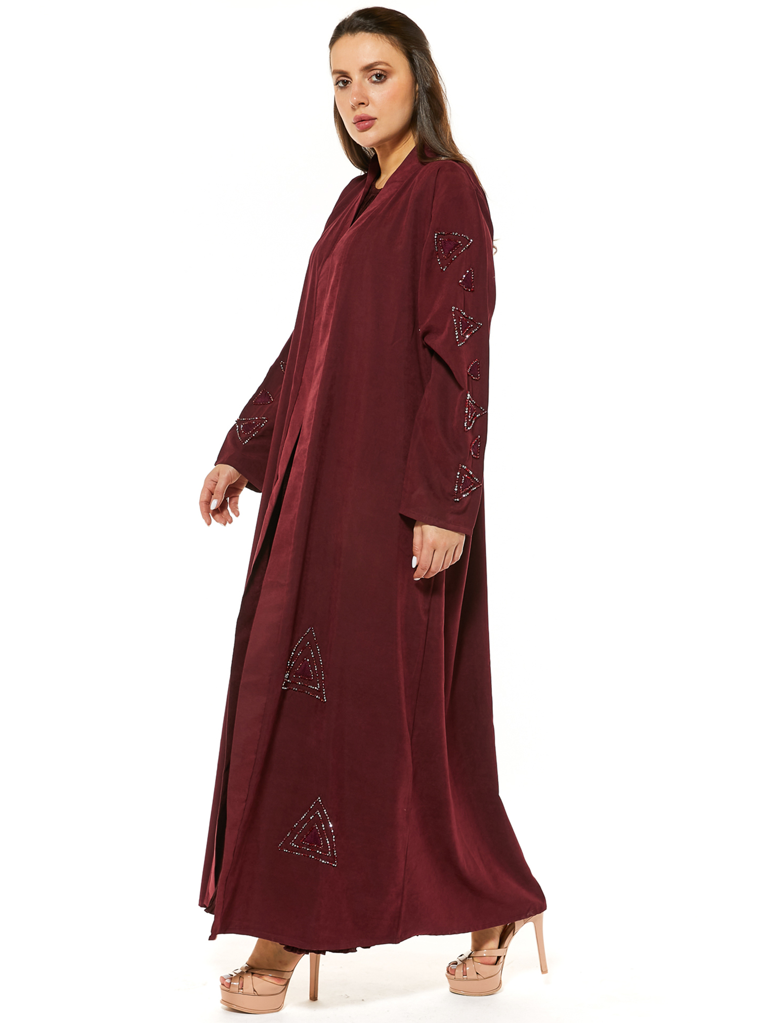 Maroon Abaya Maroon Abaya with Handwork Abayas from Moistreet at Boksha