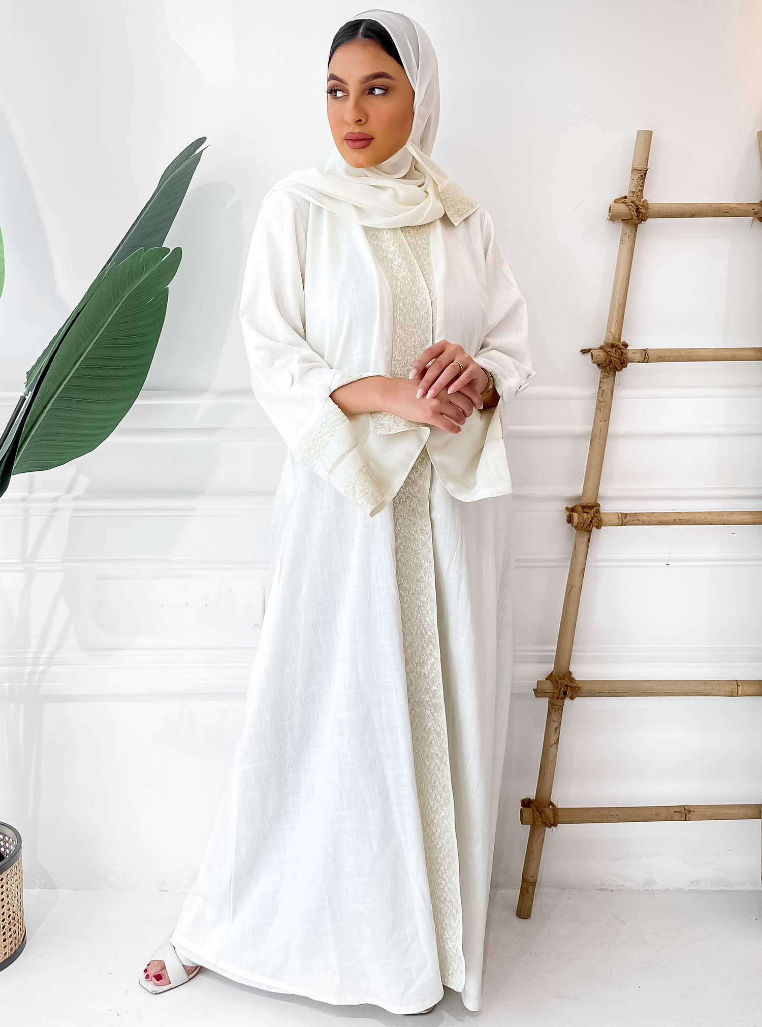 Pure linen Pure linen Abaya with buttons on sleeves Abayas from Trendy ...