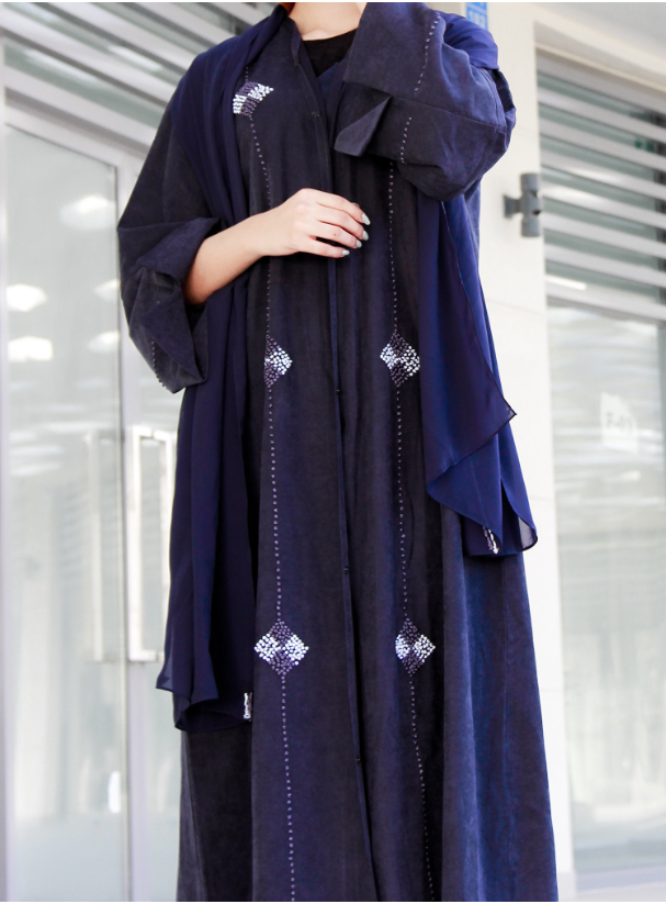 Chamois Abaya Blue embroidery shamwa abaya Abayas from Ahlamz ...
