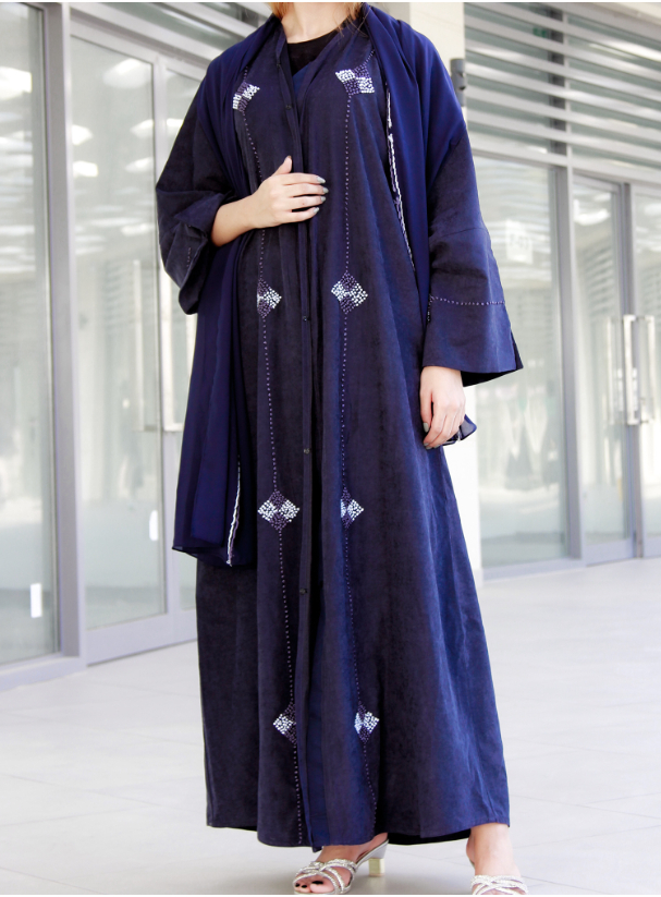 Chamois Abaya Blue embroidery shamwa abaya Abayas from Ahlamz ...