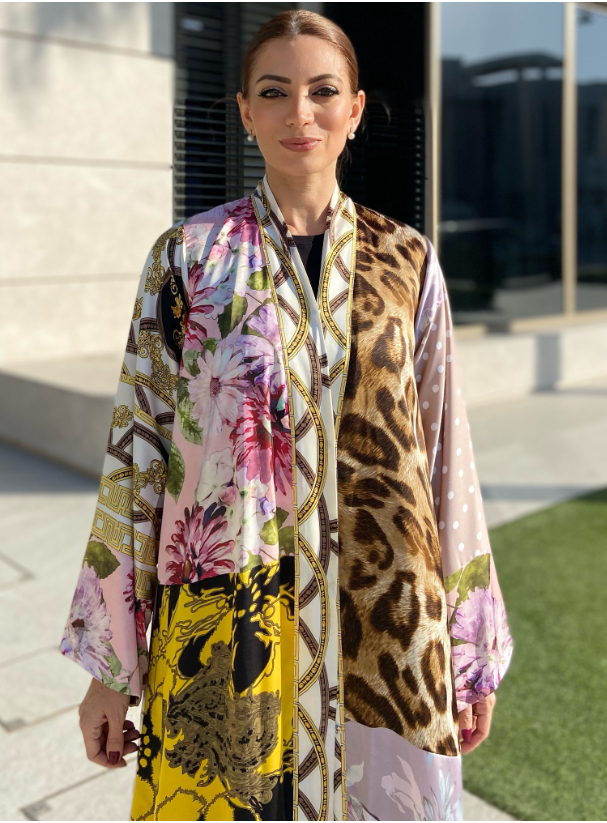 Patched Abaya Patched stylish Abaya crafted from velvet, brocade, satin ...