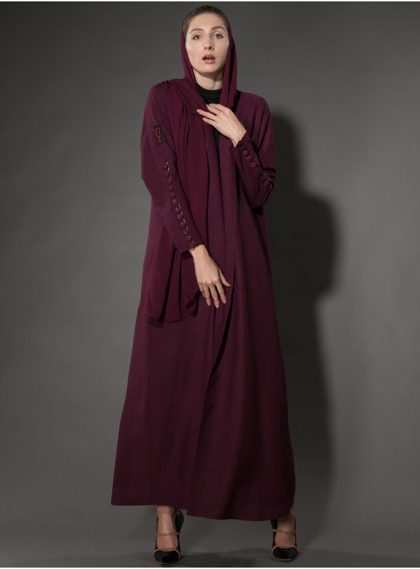 Burgundy Abaya !فخامة في عباية... مع تصميم الأزرار وقصة العباية، من ...