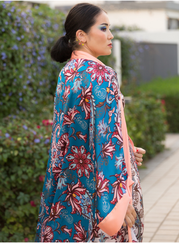 Colorful Abaya Satin flowy mixed prints abaya. Abayas from Janara Jones ...
