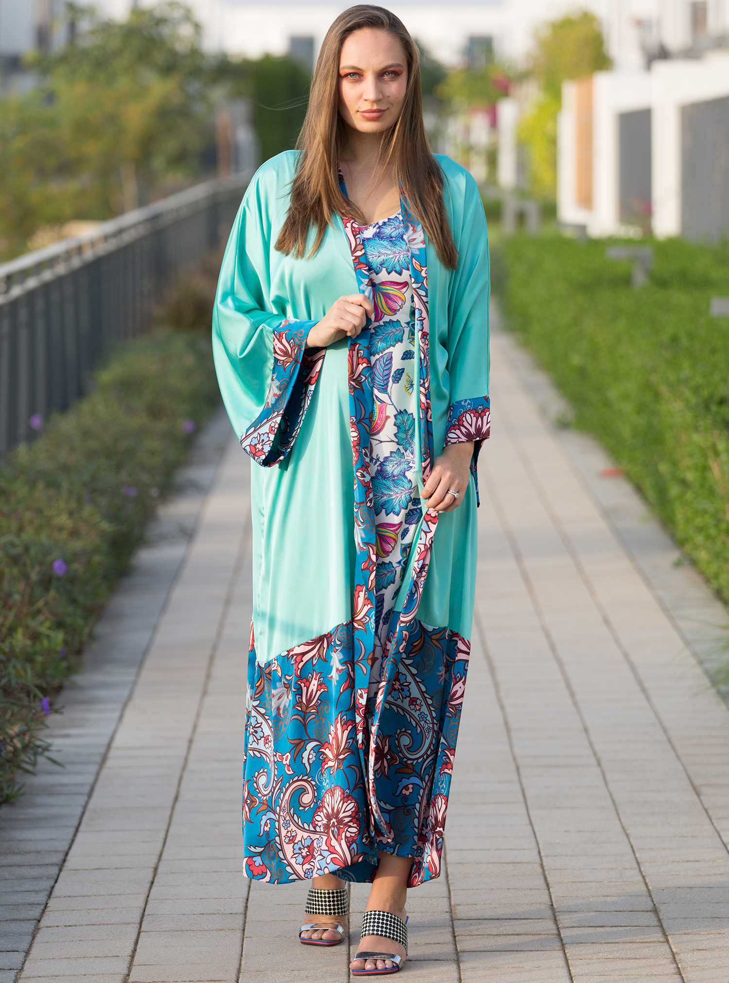 Colorful Abaya Satin flowy mixed prints abaya. Abayas from Janara Jones ...