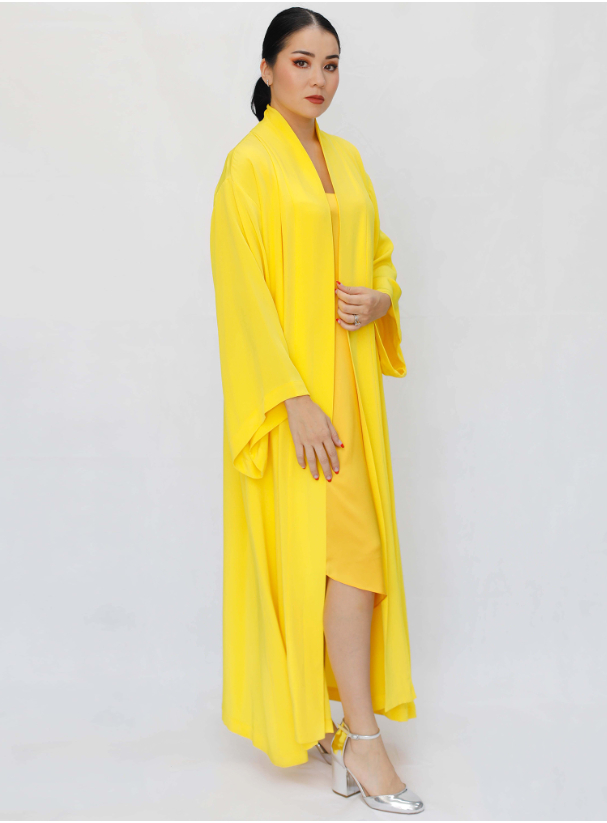 Yellow Abaya Lemon yellow abaya made of crepe silk fabric Abayas from ...