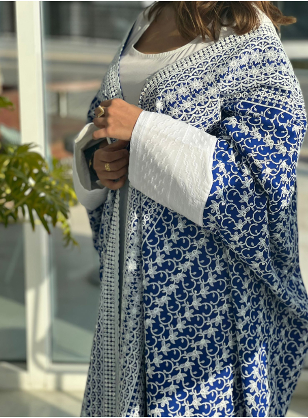 Blue Bisht Fully emrodiered Cotton bisht with full lining and inner ...