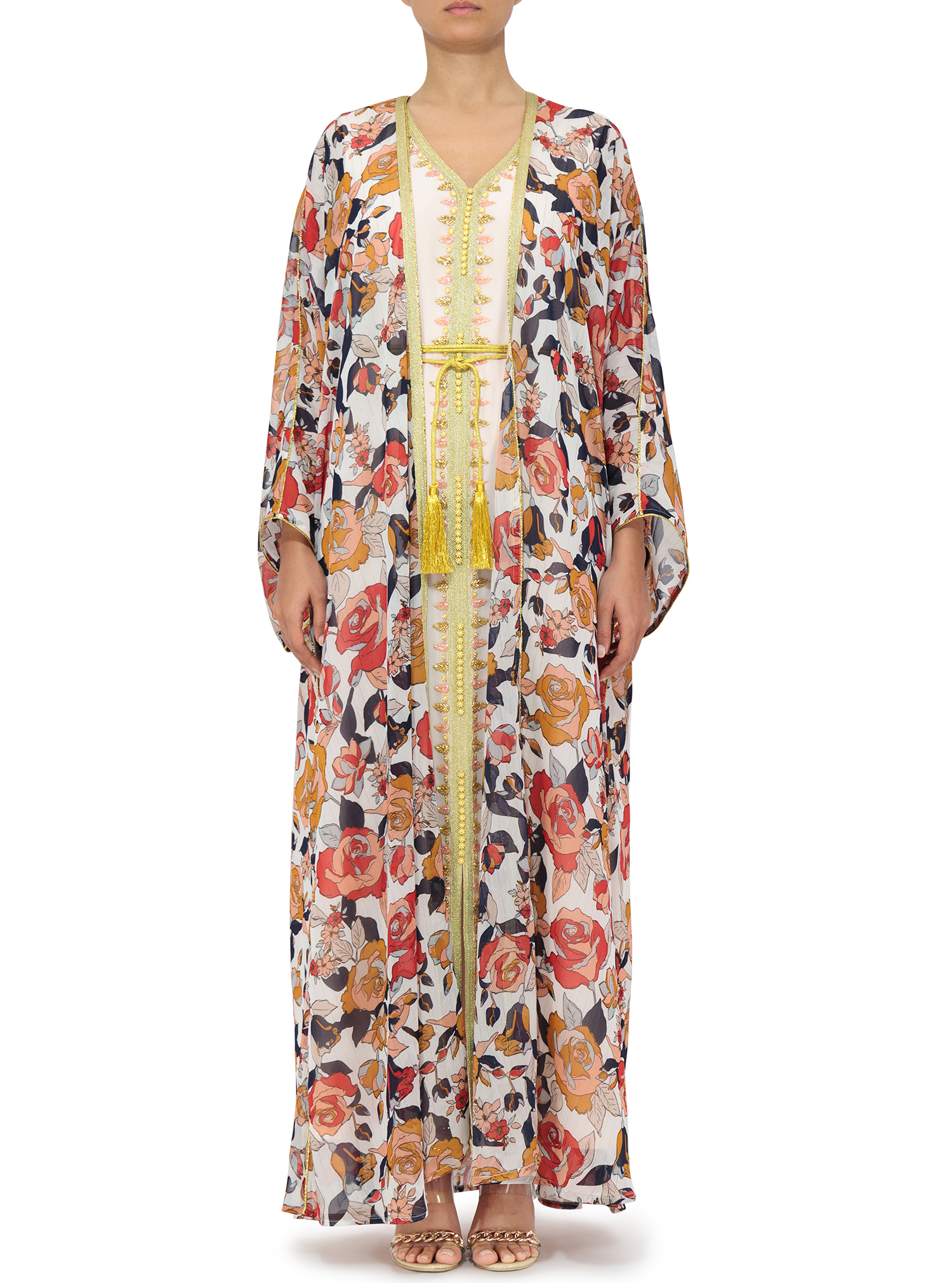 PD-23 Japanese Crepe and Chiffon Kaftan with Japanese Beads and ...
