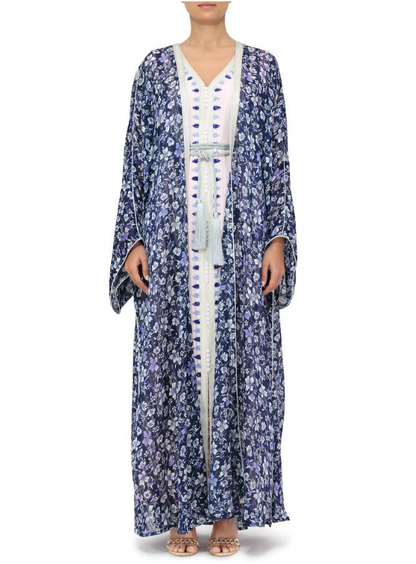 PD-24 Japanese Crepe and Chiffon Kaftan with Japanese Beads and ...