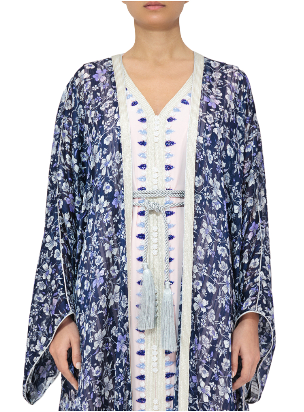 PD-24 Japanese Crepe and Chiffon Kaftan with Japanese Beads and ...