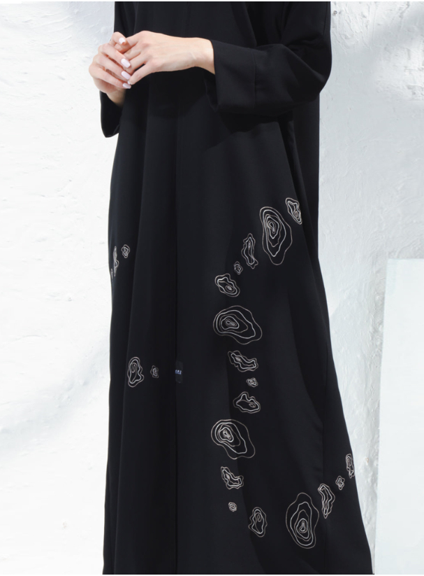 NS-1919 Black crepe Abaya with sheila Abayas from POSH ABAYA at Boksha