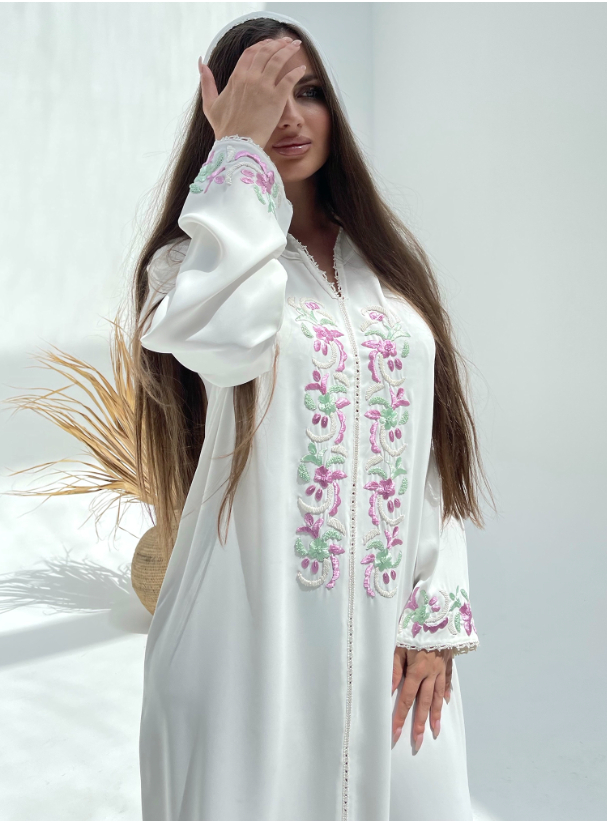 Pale jalaba Hand made embroidered moroccan white jalaba Kaftans from ...