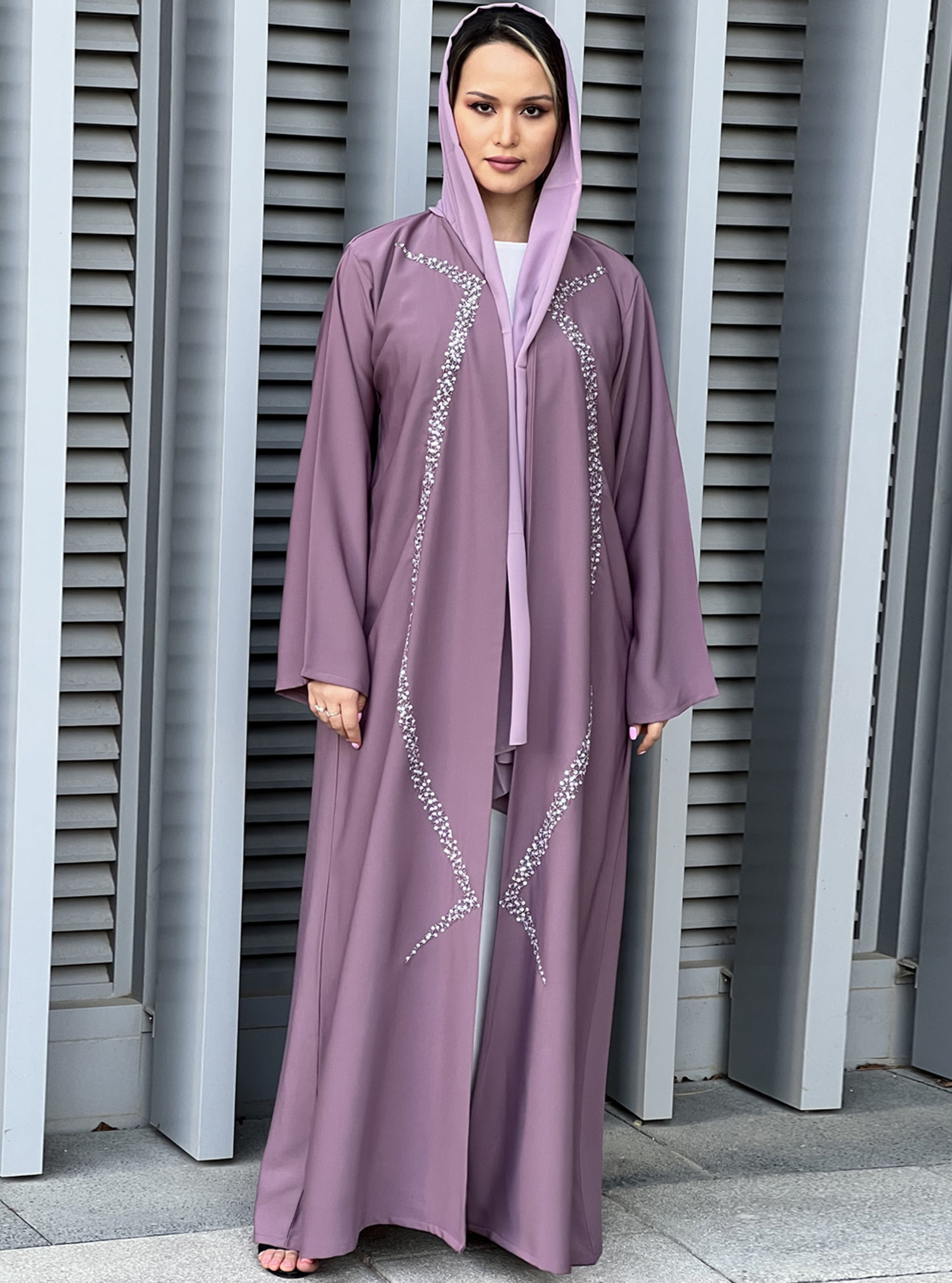 Nada Abaya MOiSTREET Mountbatten Pink Korean Nada Embroidery Abaya Abayas from Moistreet at Boksha