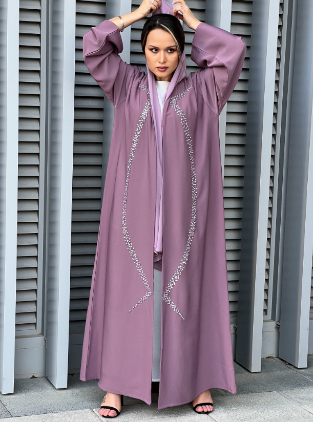 Nada Abaya MOiSTREET Mountbatten Pink Korean Nada Embroidery Abaya ...