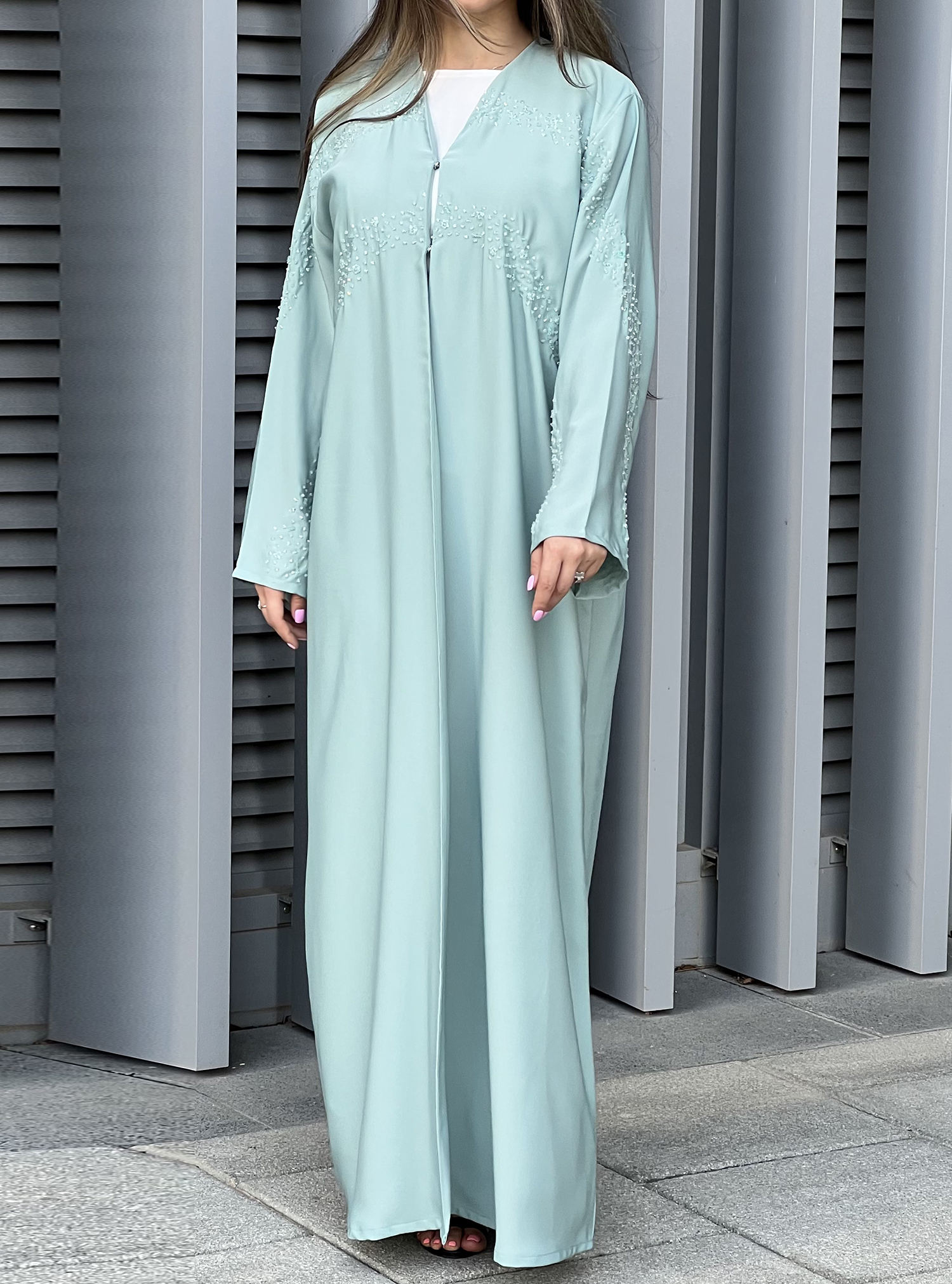 Blue Abaya MOiSTREET Pale Blue Korean Nada Embroidery Abaya Abayas from ...