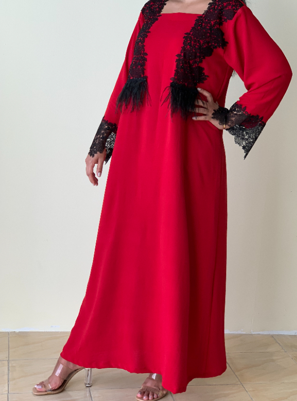 Jilabia Soft jilabia with feathers and lace Kaftans from at Boksha