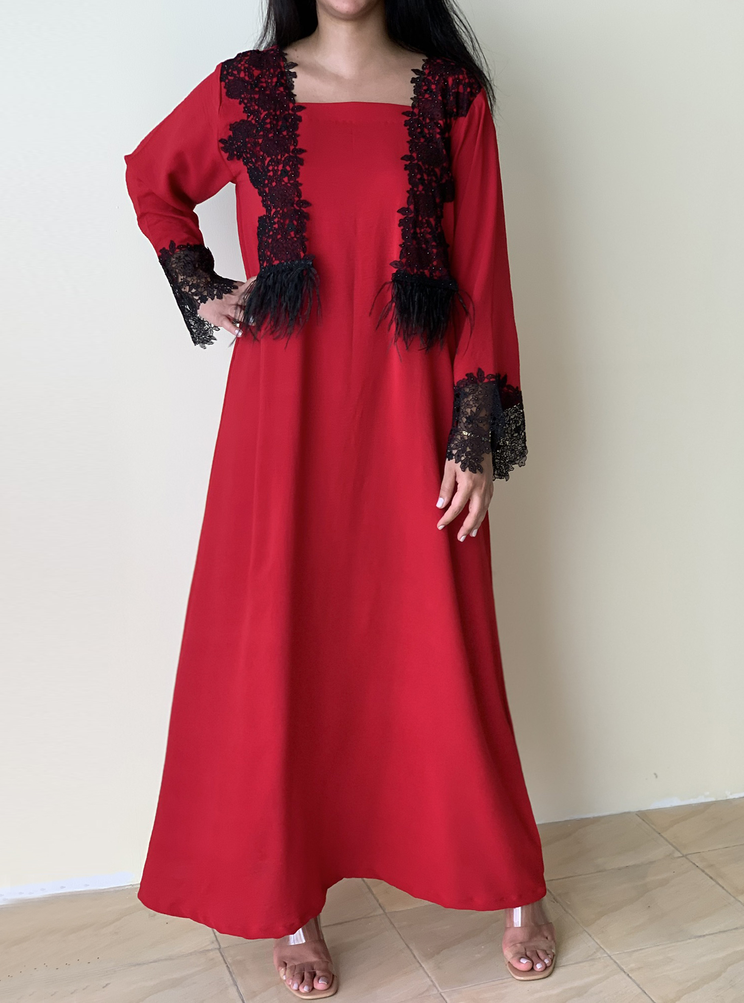 Jilabia Soft jilabia with feathers and lace Kaftans from at Boksha