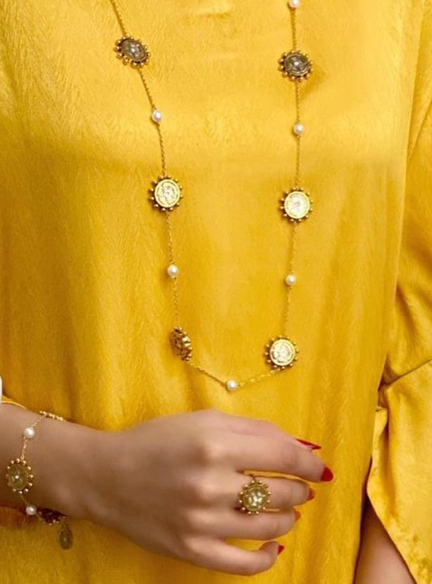 Bateel Set Bateel Gold White Set including Long Necklace with earring ...