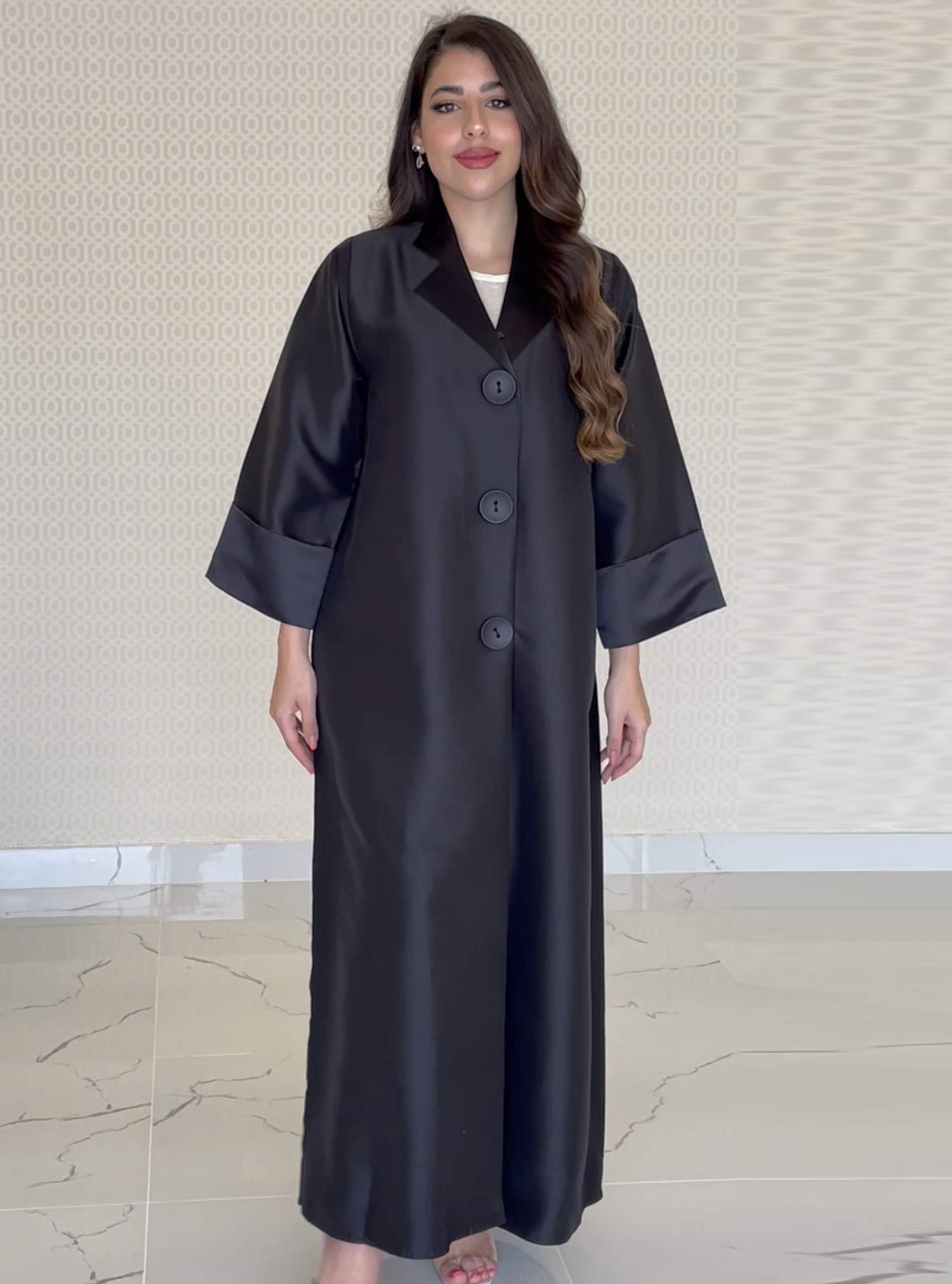 Collared Abaya Black collared abaya with large buttons. Abayas from ...