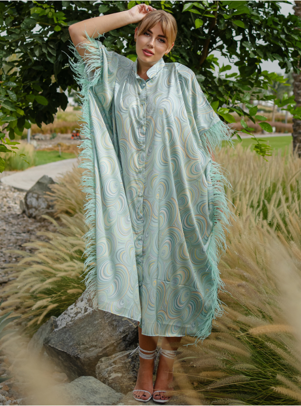 WearEast Kaftan Psychedelic pattern silk kaftan with mandarin collar ...