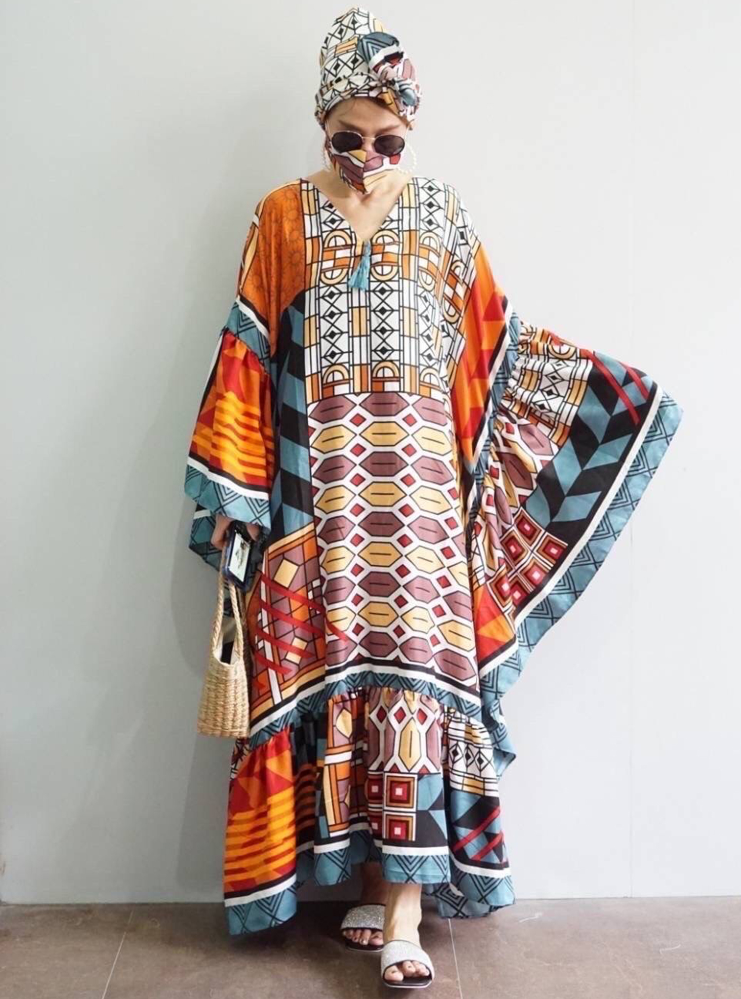 Dress Set Patterned dress with wide sleeves. Comes with a matching ...